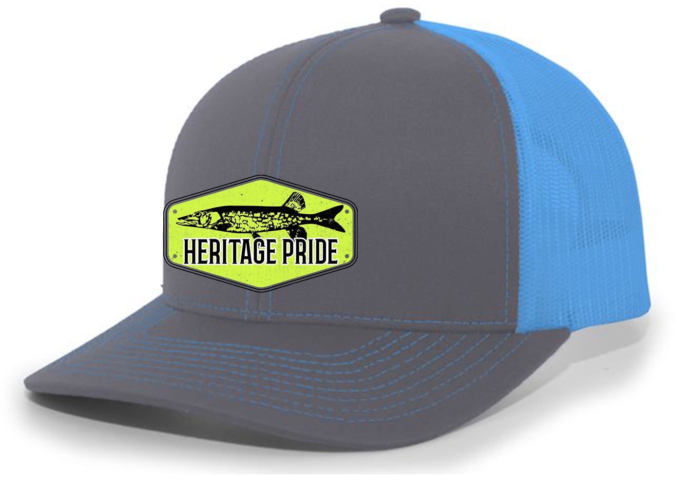 Heritage Pride Freshwater Fish Walleye Lake Fishing Neon Patch Mens ...