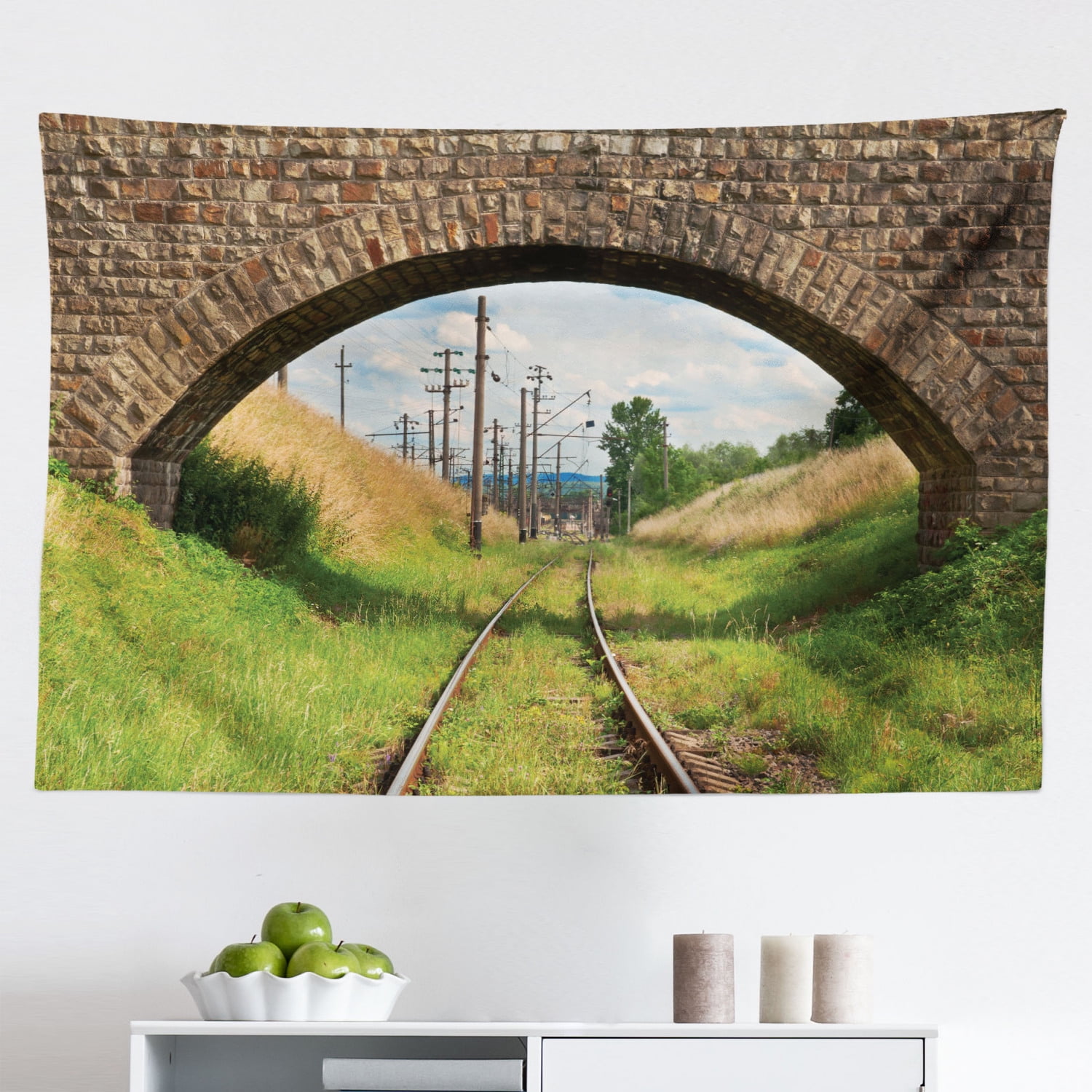 Landscape Tapestry, Old Wood Bridge Over River Belaya Berel and ...