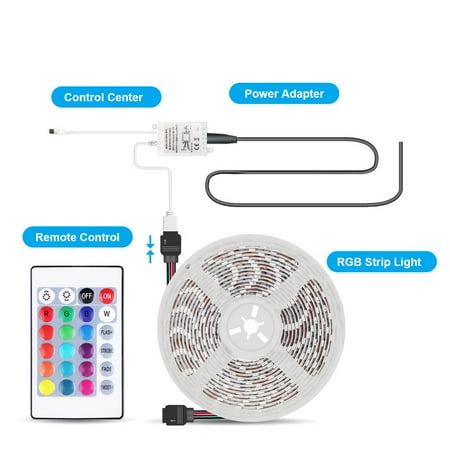 LED Strip Light Set 5M 2A Color Changing LED Strip Lights with Remote ...