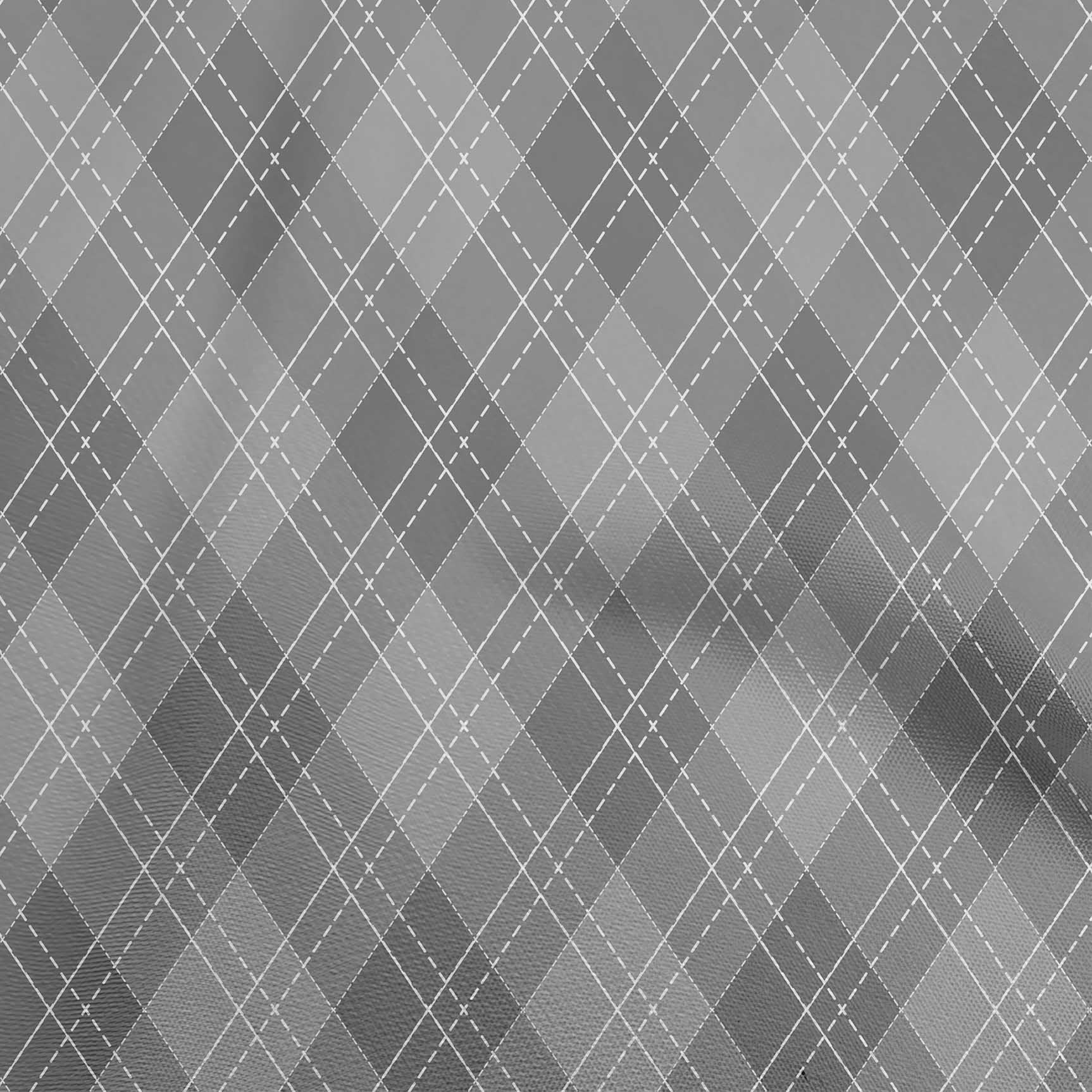 oneOone Cotton Poplin Gray Fabric Check Diy Clothing Quilting Fabric ...