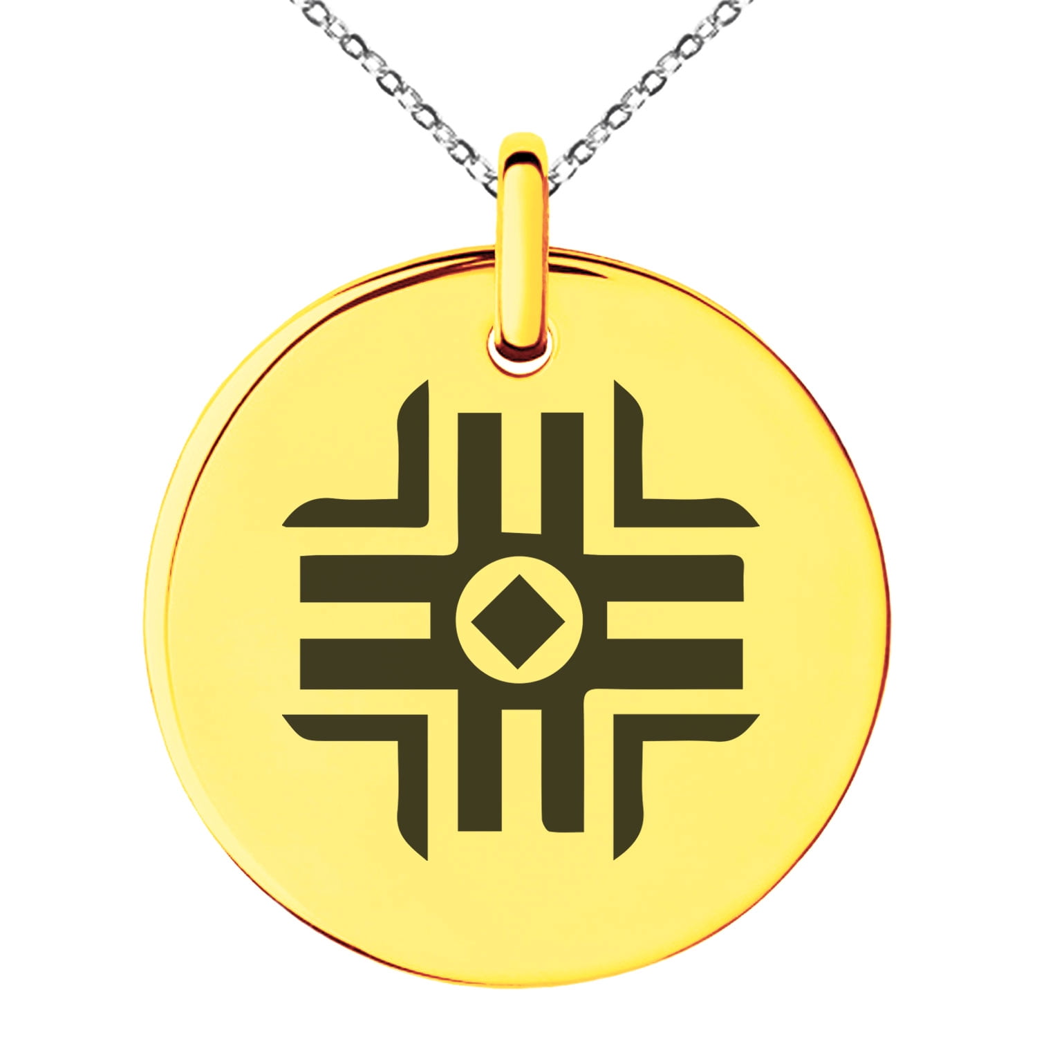 Stainless Steel Holy Magic Rune Engraved Small Medallion Circle Charm ...