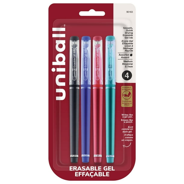 uniball™ Erasable Gel Pens, Medium Point (0.7mm), Business Colours, 4 ...