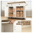 44" Kitchen Island Cart with Storage, Mobile Kitchen Island Table on ...