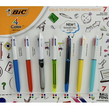 BIC 4-Color Retractable Medium Point Ballpoint Pen, 1.0mm, Variety 7 ...
