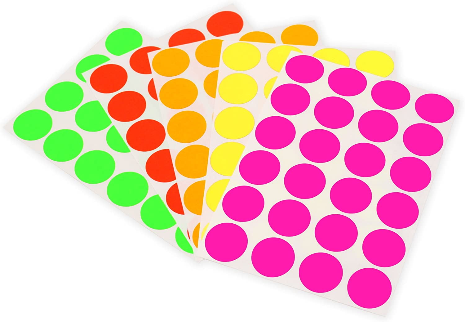 0.75 Inch Permanent Round Color Code Dot Stickers, 5 Assorted Colors ...