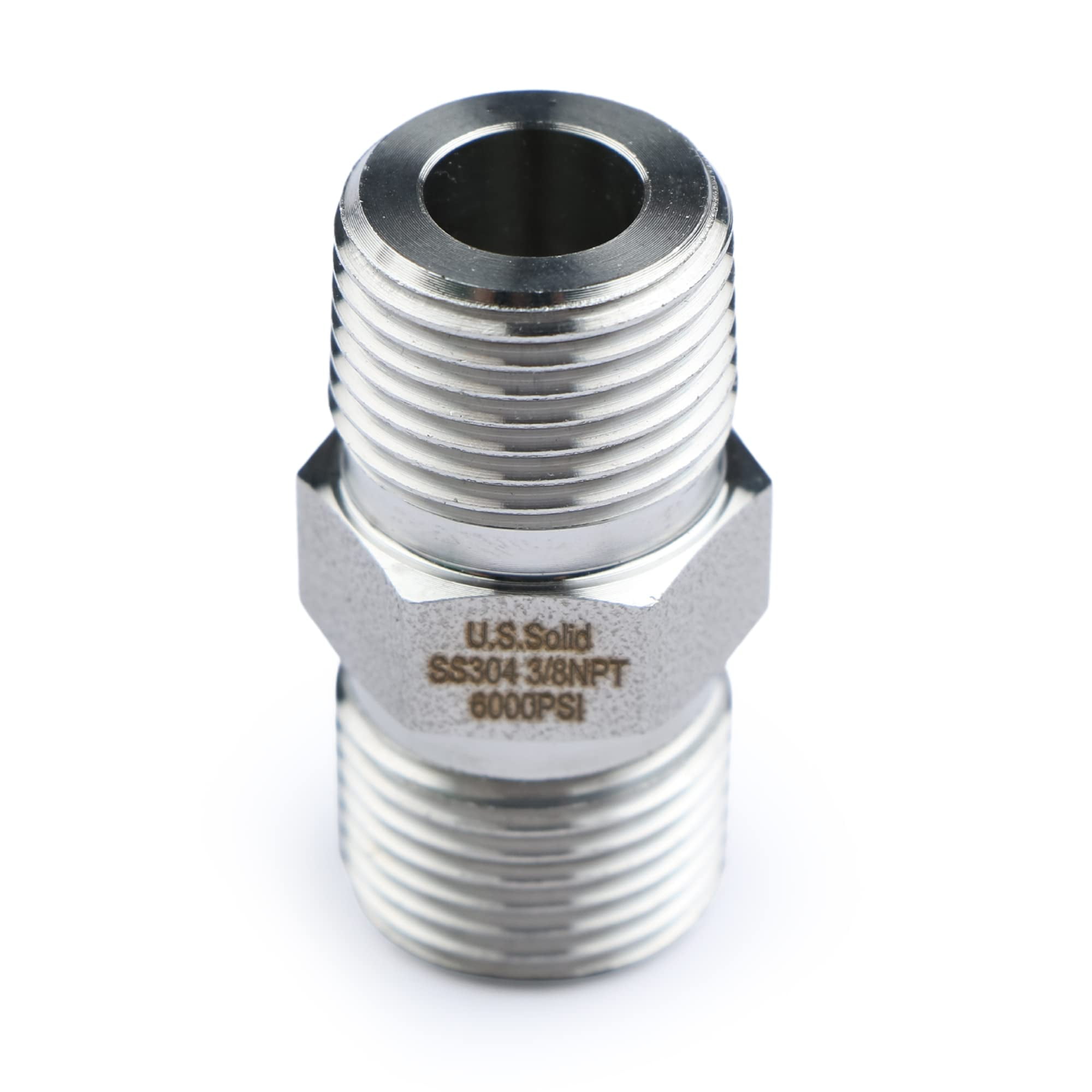 Buy U.S. Solid 1pc 304 Stainless Steel Hex Nipple 6000psi High Pressure Heavy Duty Pipe Fitting ...
