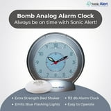 Sonic Alert - Noise Vibrating Bedroom Light Alarm Clock with Bed Shaker ...