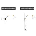 LNC 9.1-in H On/Off Switch Black Swing Arm with Glass Shade Modern Wall ...