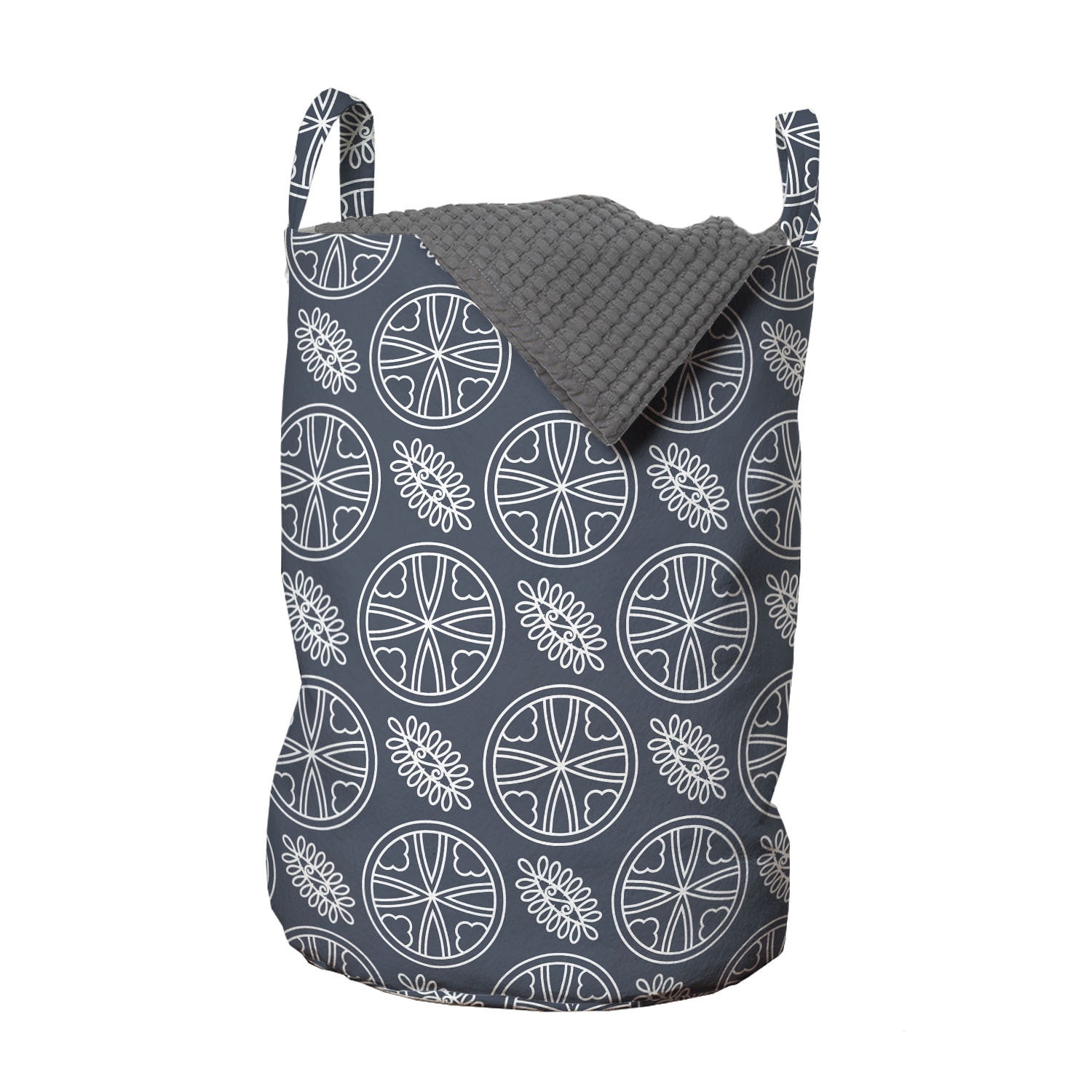 Japanese Laundry Bag, Flower Petals in Circles with Ornate Leaves ...