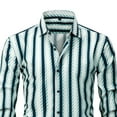 Kakii Men's Classic Color Contrast Striped Shirt Long Sleeve Casual ...