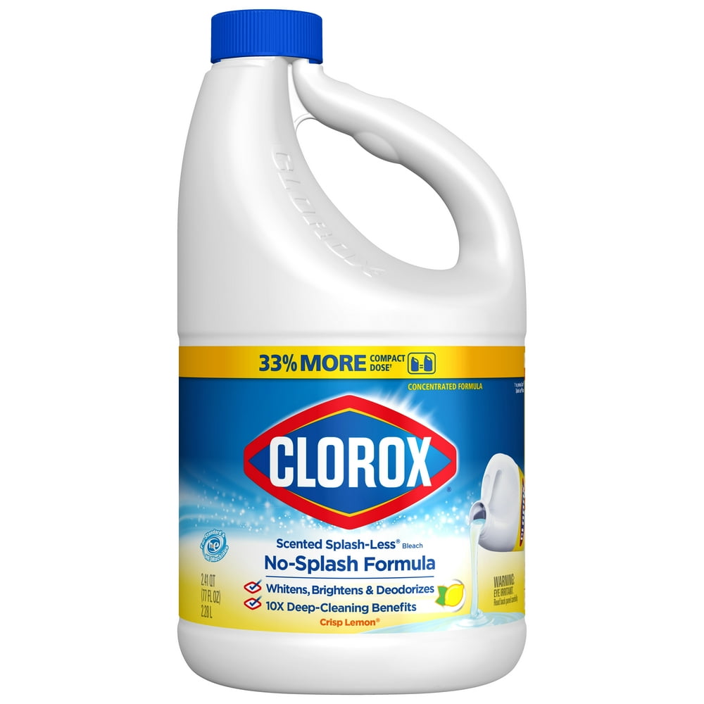 Clorox Splash-Less Liquid Bleach, Crisp Lemon - 77 Ounce Bottle ...