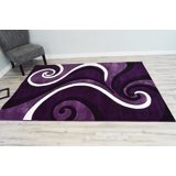 Planet Rugs Premium 3D Thick Abstract Indoor Area Rug 327 Purple 2'7 ...