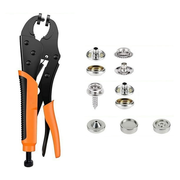 tssuouriy Orange Color Button Snap Fasteners Kit With Adjustable Pliers ...