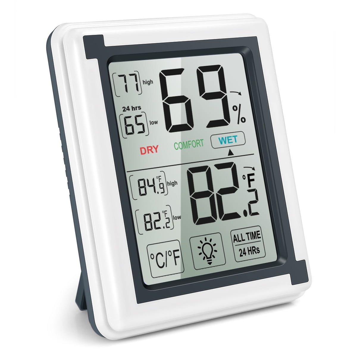 Digital Thermometer Hygrometer, AMIR Indoor Thermometer with Touch LCD ...