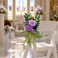 6-Pack Purple Artificial Flower Chair Back Decor, Wedding Aisle Chair ...