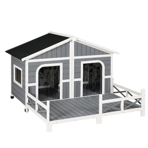 Pawhut Wooden Large Dog House, Perfect for the Porch or Deck and ...