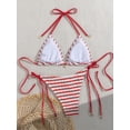 Big Red and White Striped Ripple Halter Tie-Side Bikini Set With ...