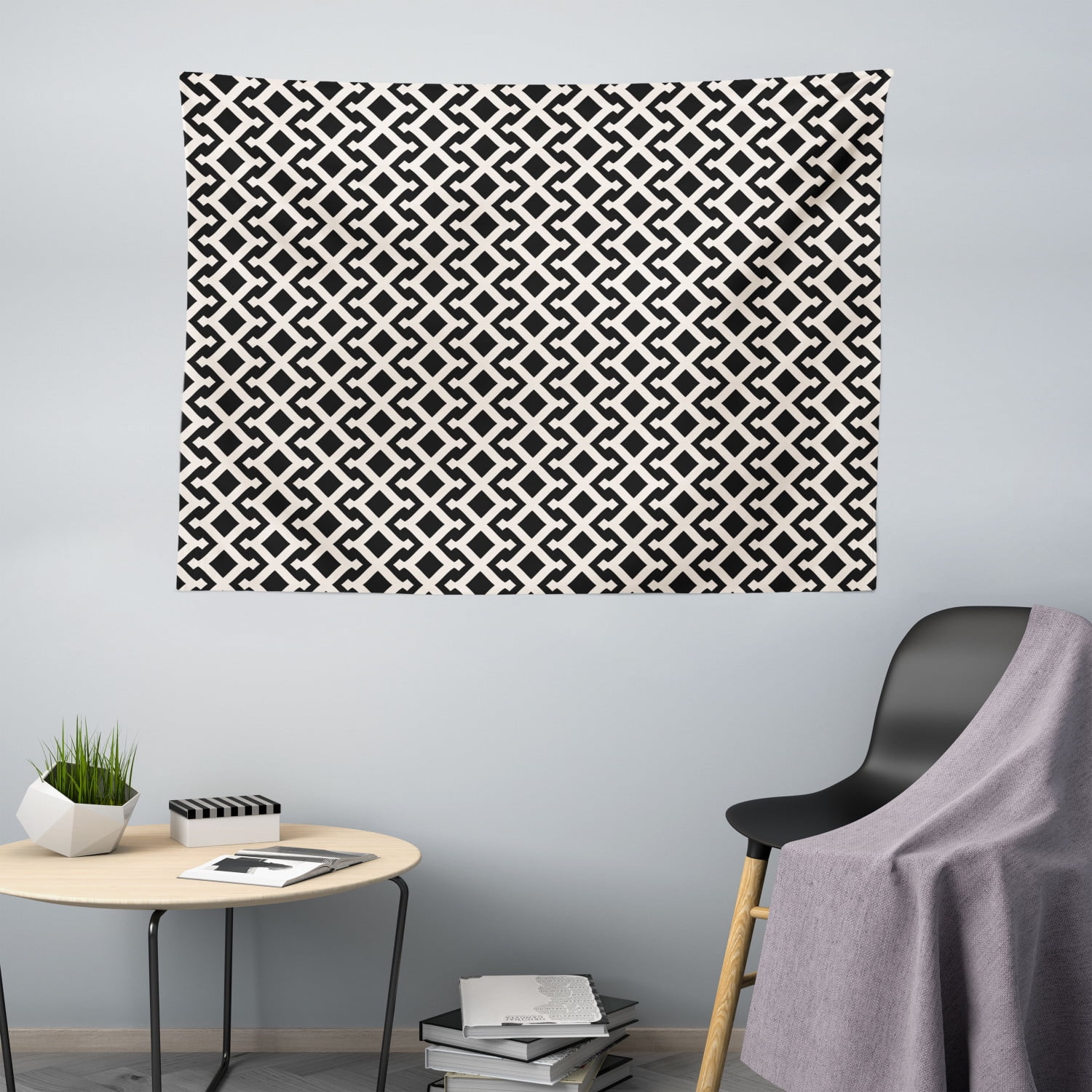 Herringbone Tapestry, Ethnic Style Repeated Diamond Shapes in Vertical ...