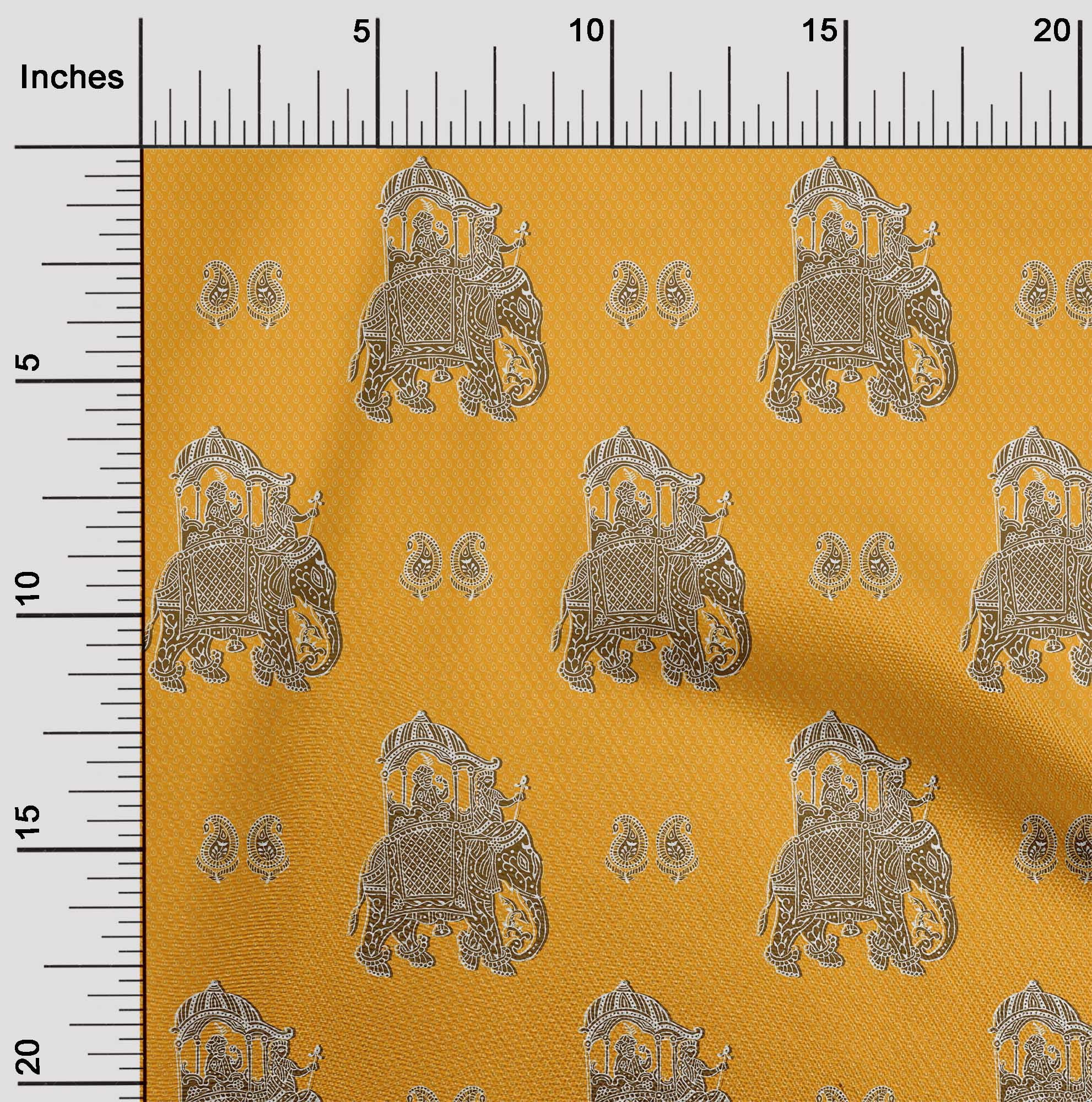 oneOone Cotton Jersey Mustard Yellow Fabric Paisley|Human & Elephant ...