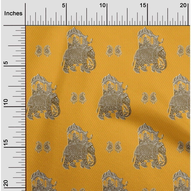 oneOone Cotton Jersey Mustard Yellow Fabric Paisley|Human & Elephant ...