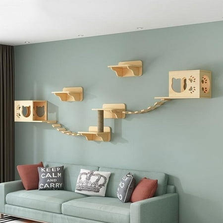 Solid Wood Cat Jumping Platform Cat Tree Cat Wall Mounted Climbing ...