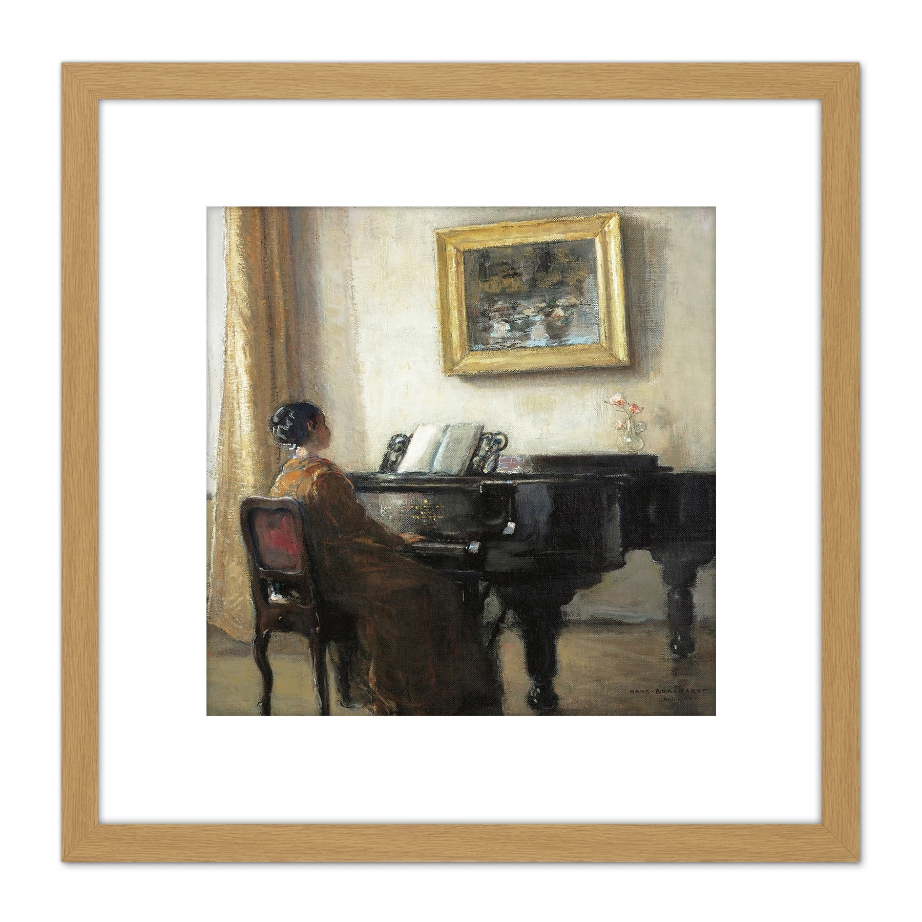 Painting Borchardt Little Pianist 8X8 Inch Square Wooden Framed Wall ...