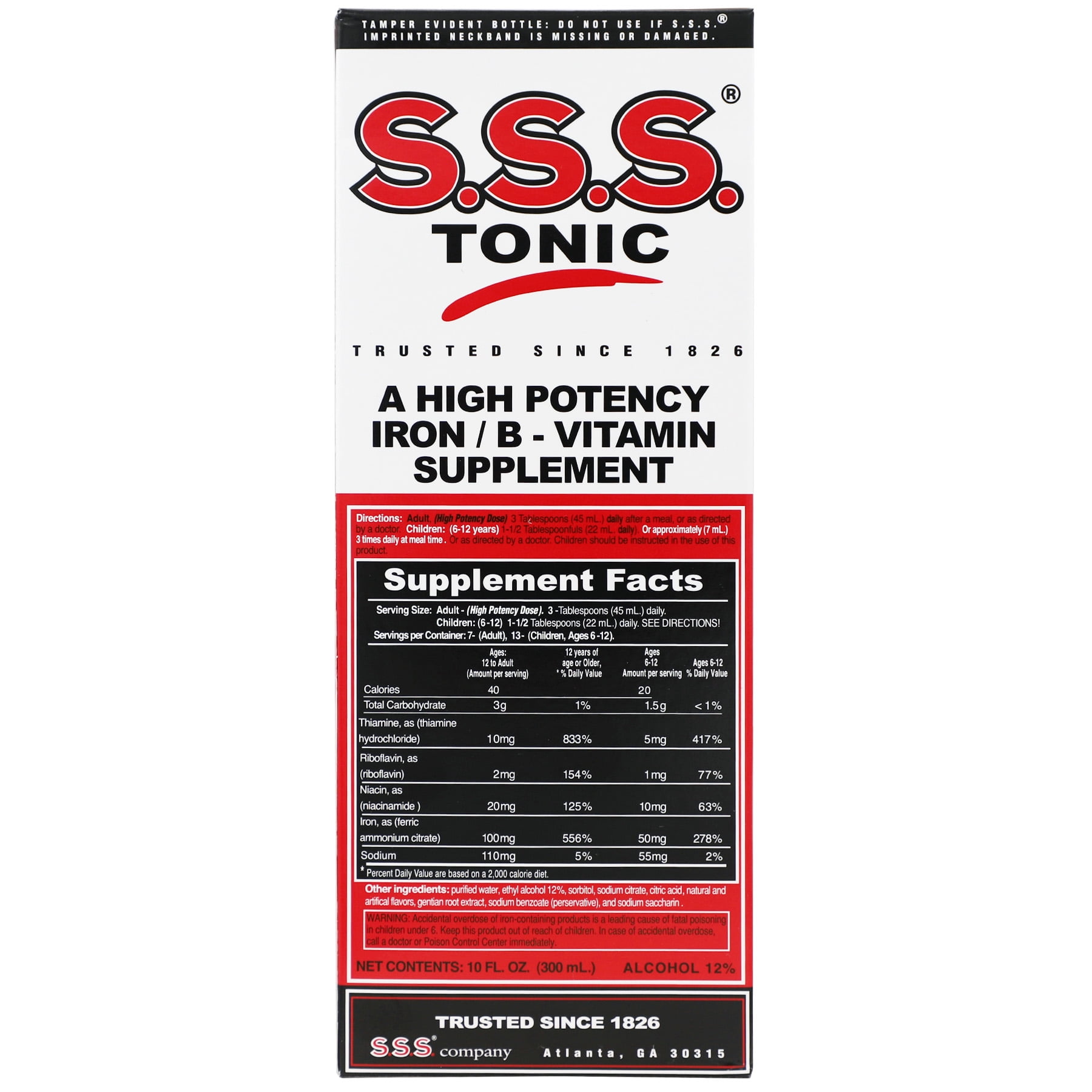 S.S.S. Tonic, Iron and Vitamin B Liquid Supplement, 10 fl oz, Bottle ...