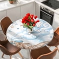 Blue Cartoon Cat Round Tablecloth 45-54 Inch Round Fitted Table Cloth ...