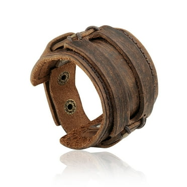 Spiked Studded Bracelet Black Leather Rivets Punk Bracelet Cuff Wrap ...