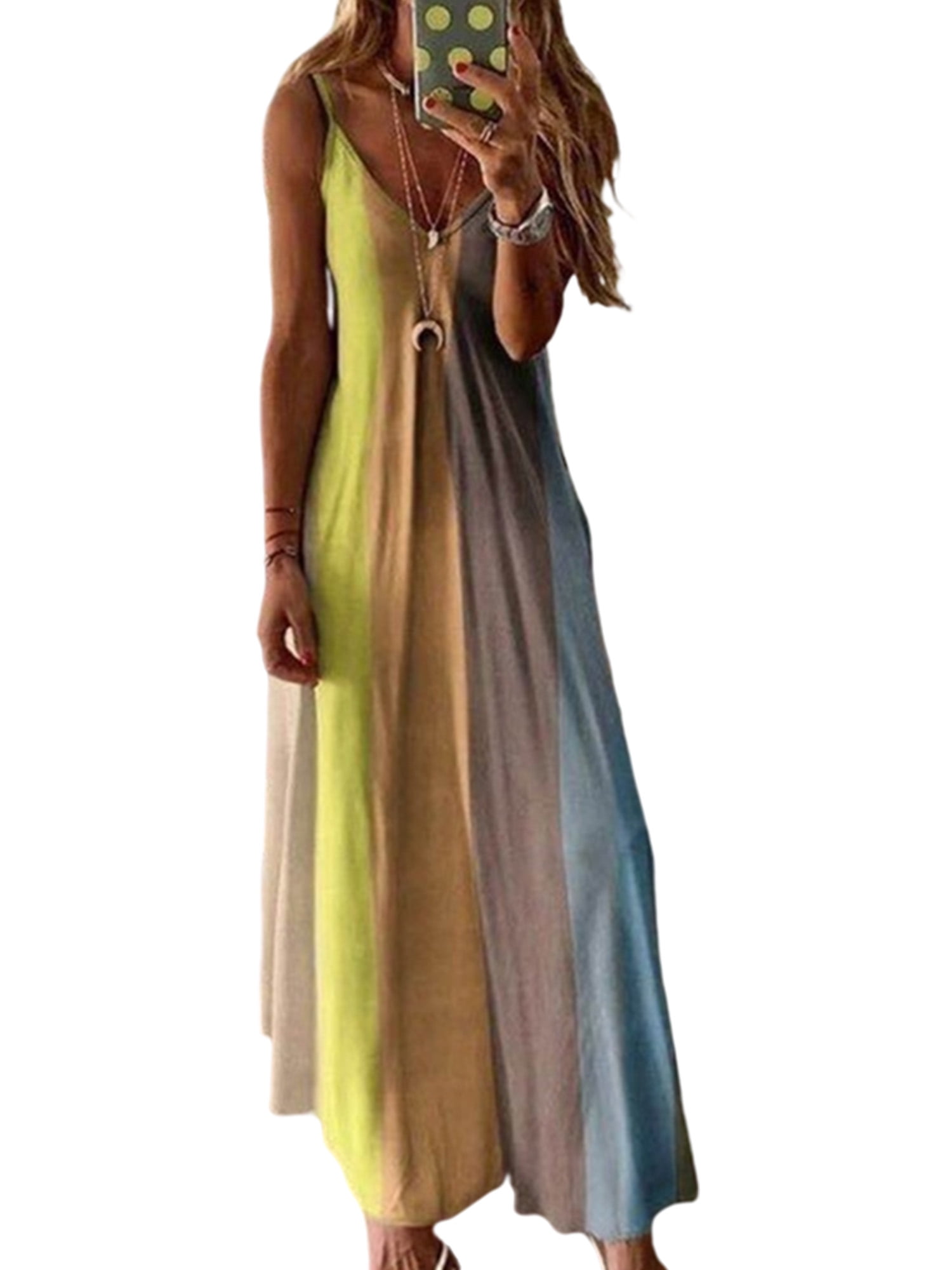 Frontwalk Summer Tank Dresses For Womens Sexy V Neck Sleeveless Maxi