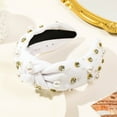XDIAHBPL Turbans For Women Headband Diamond Pearl Denim Fabric Headband ...