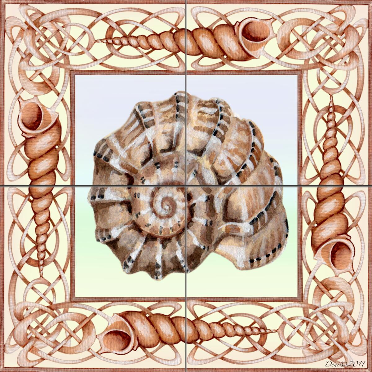 Tile Mural Bathroom Backsplash - Seashell Square 1-DF - by Denise ...