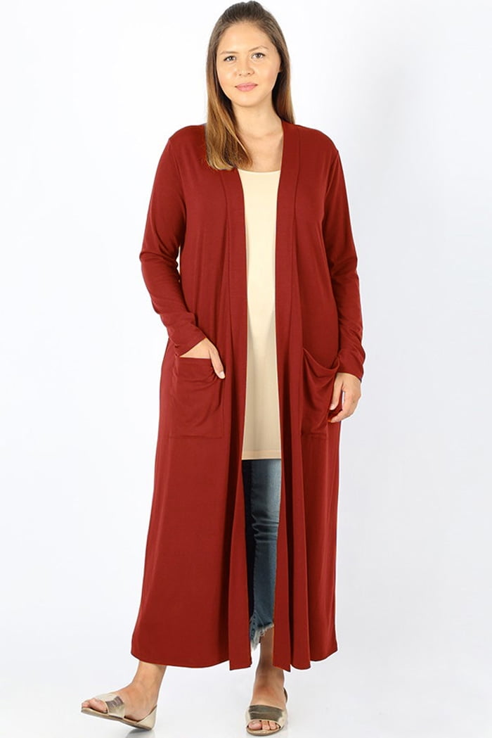 JED FASHION Women's Plus Size Maxi Cardigan with Pockets - Walmart.com