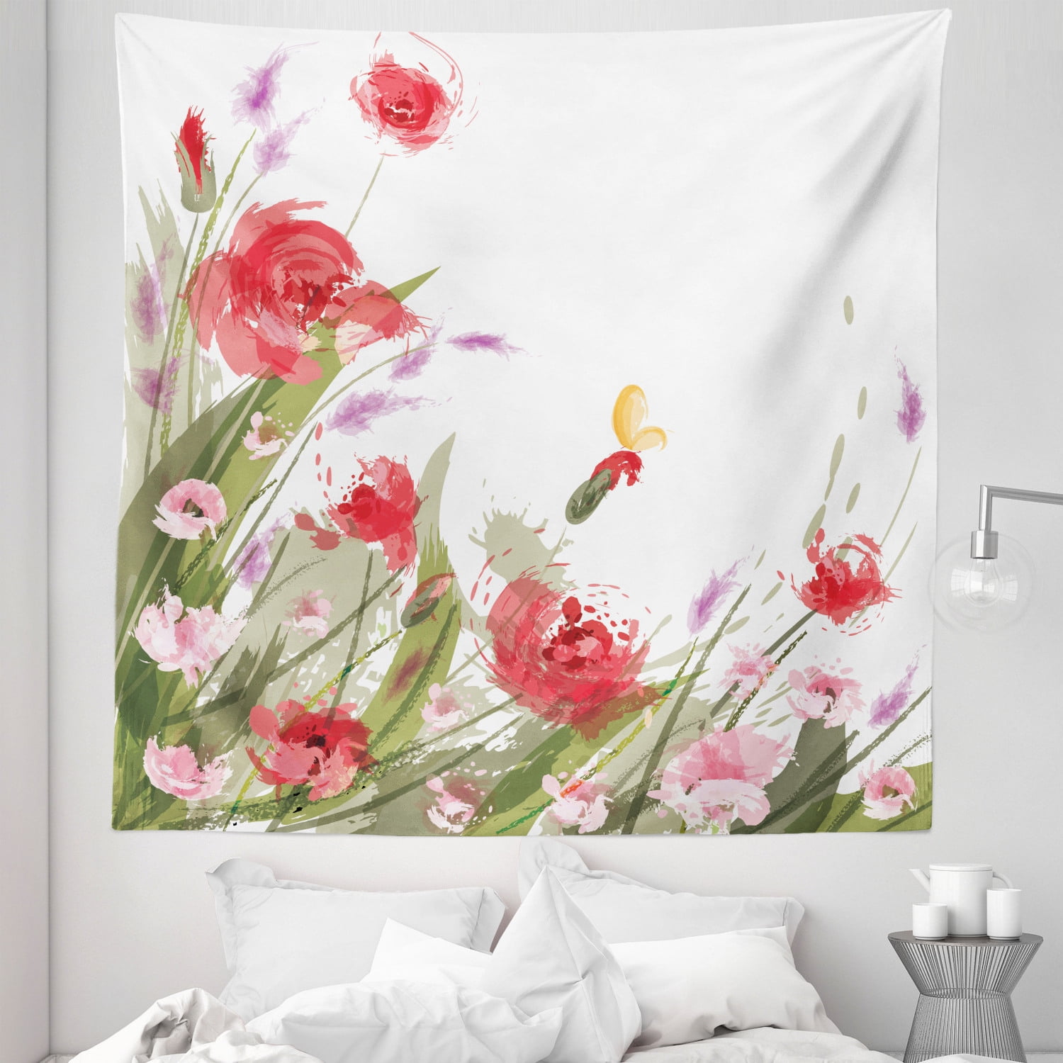 Spring Tapestry, Artisitc Burshstrokes Botanical Image with Flowers ...