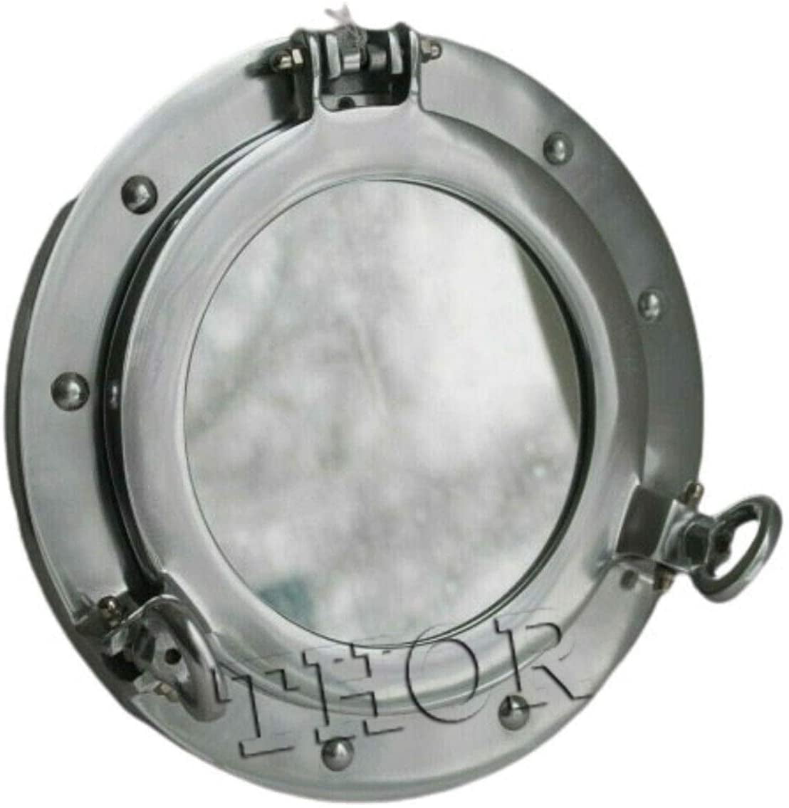Ship's Cabin Porthole Mirror 9" Aluminum Silver Finish Round Nautical ...