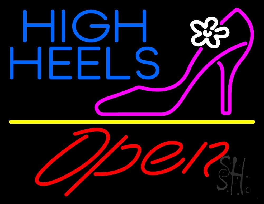 High Heels Open With Yellow Line LED Neon Sign 24 x 31 - inches, Black ...