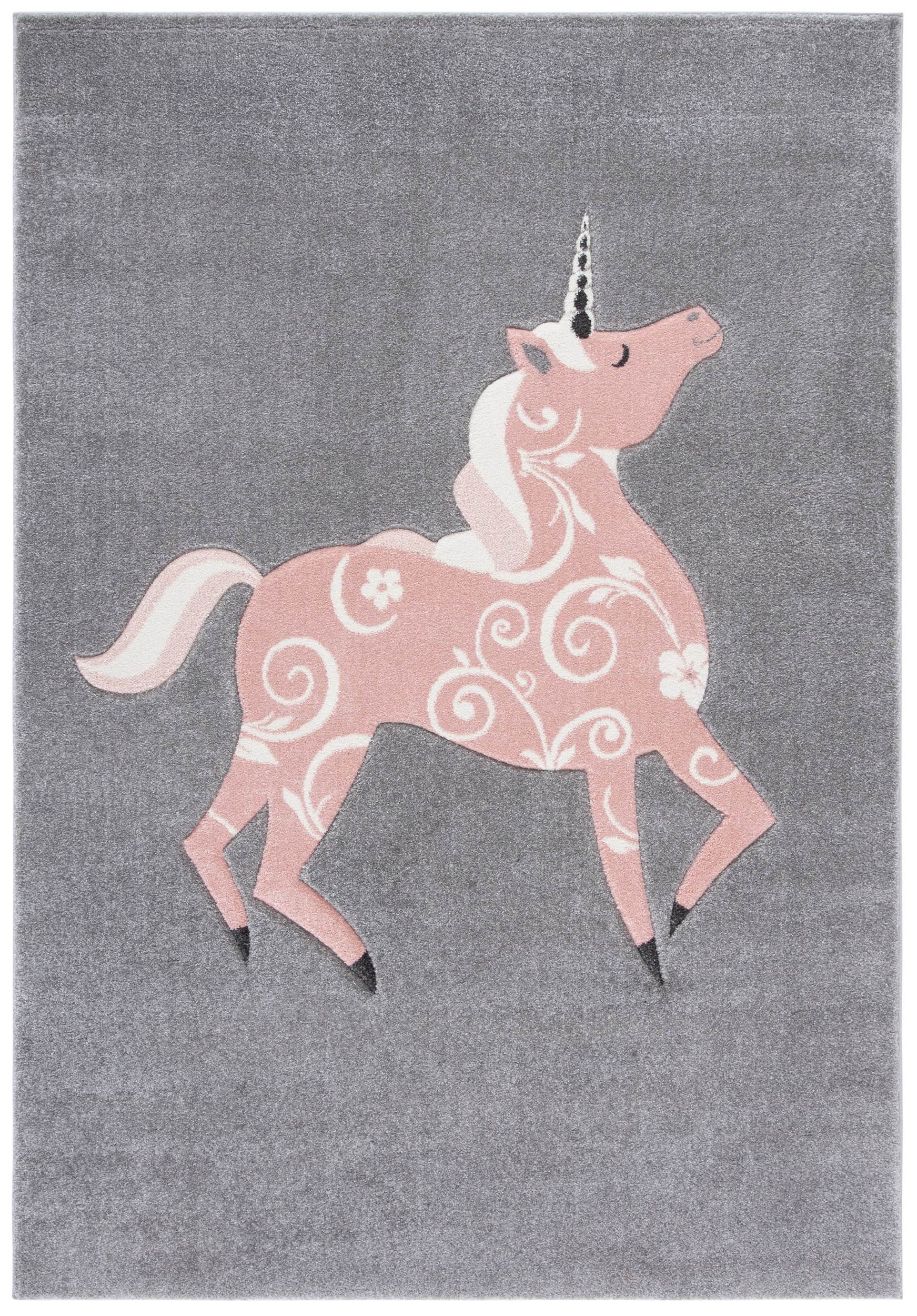 SAFAVIEH Carousel Kids Dalach Unicorn Area Rug, Grey/Pink, 3' x 3 ...
