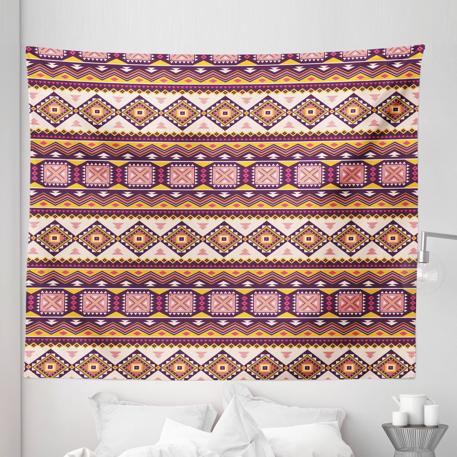 Aztec Tapestry, Mexican Triangles Vibrant Tones Repetitive Illustration ...
