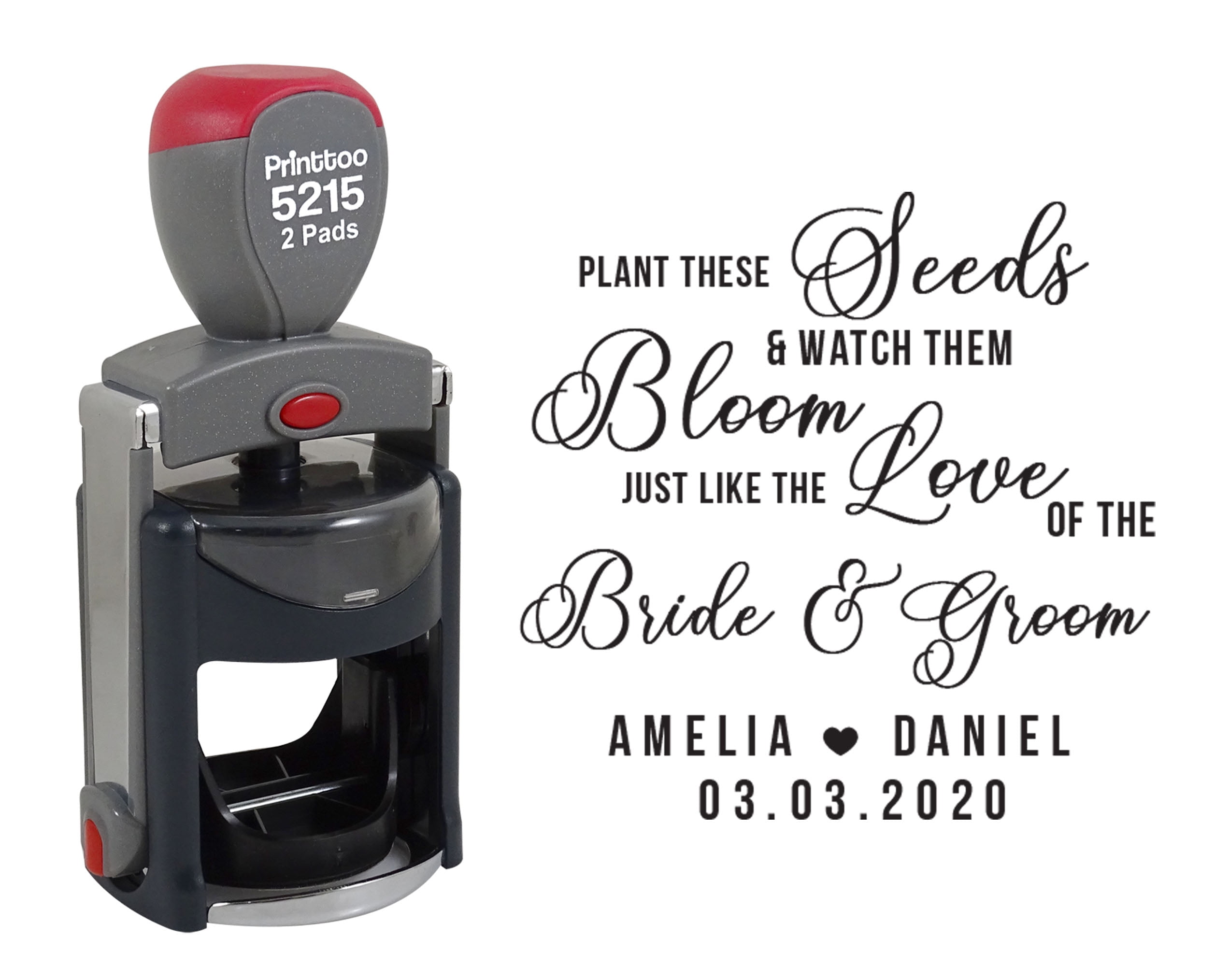 Printtoo Personalized Black Self Inking Wedding Favor Custom Stamper ...