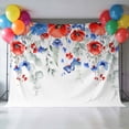 Blue Red Flowers Backdrop for Photography,Fabric Photo Background ...