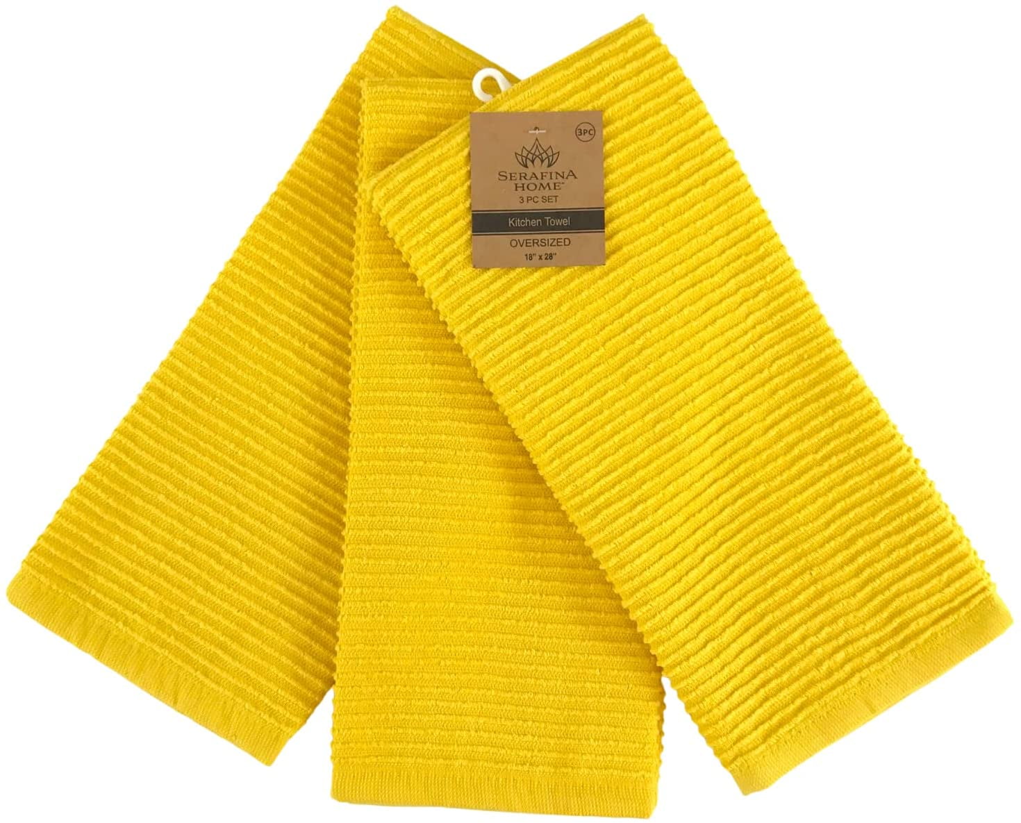 Serafina Home Oversized Solid Color Ripe Lemon Yellow Kitchen Towels ...
