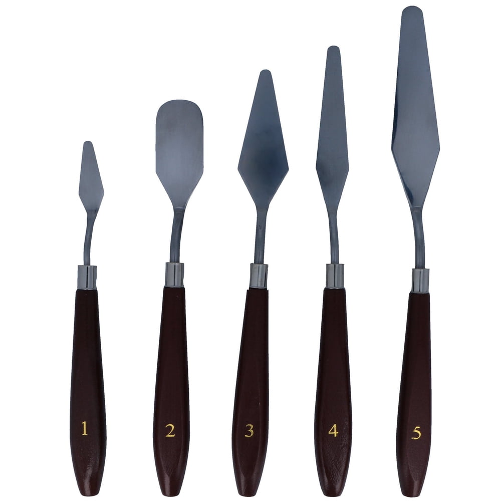 5pc Universal Tool Artists Spatula Set Wooden Handles Assorted Sizes ...