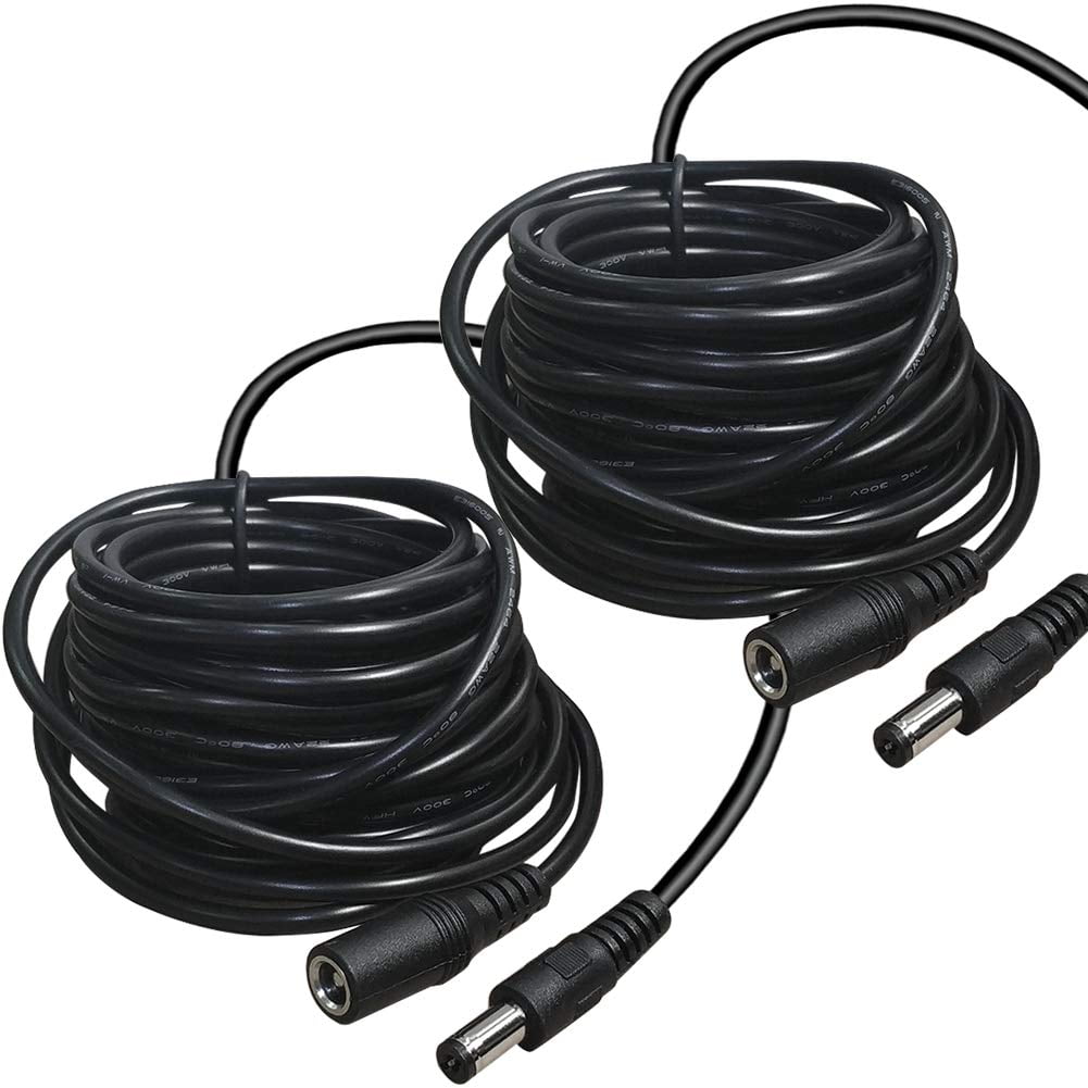 2-Pack DC Power Extension Cable 13ft 5.5mm x 2.1mm 12V DC Extension ...