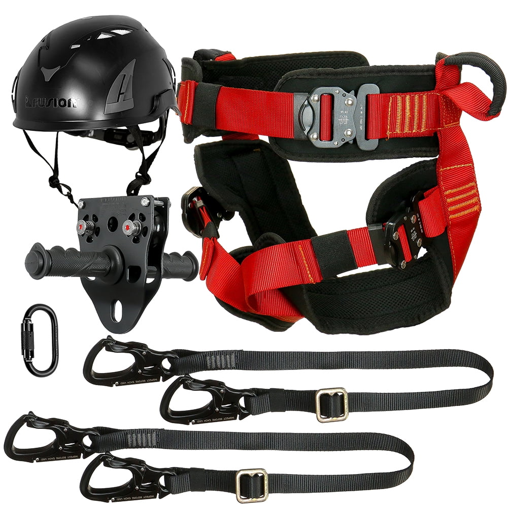 Fusion Climb Tactical Edition Kids Commercial Zip Line Kit Harness/Dual ...