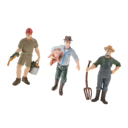 3 Pieces Simulation Farmer Model Action Figures kids children toy ...