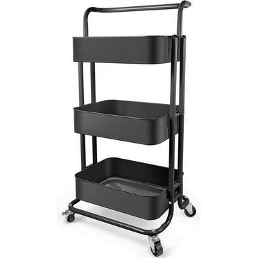 RLUETIME 3-Tier Utility Rolling Cart, Portable Office Roller with ...