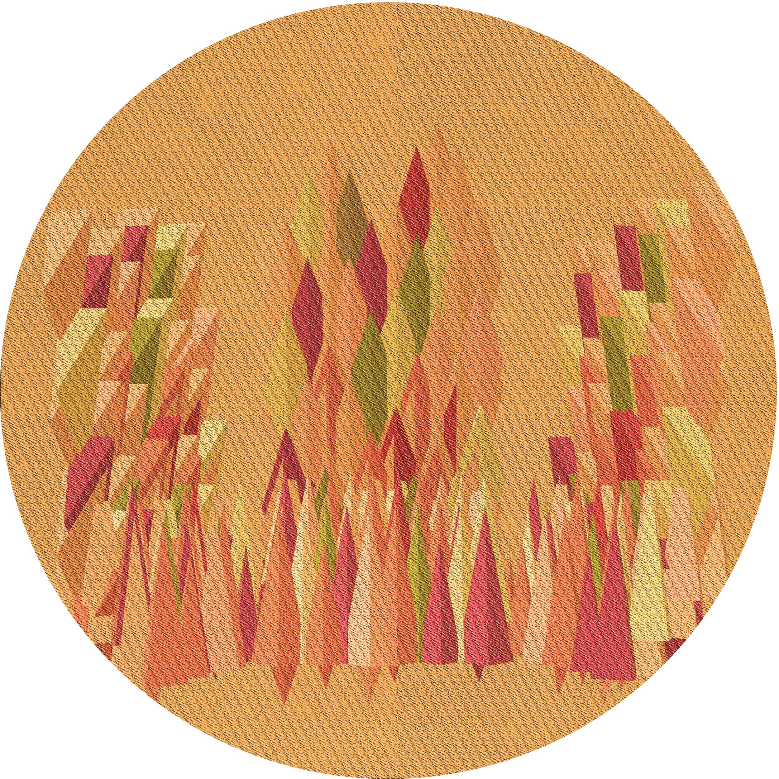 Ahgly Company Indoor Round Patterned Neon Orange Area Rugs, 6' Round ...