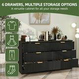 Uforic 6-Drawer Fluted Dresser with Double Anti-Tip Devices, MDF Chest ...