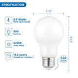 Great Value 18YR A19 LED Light Bulb, 8.5W(60W Equivalent) Dimmable Soft White E26 Medium Base, 4 ...