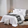 Abstract Bed Runner Cal King Size Black Gray Gradient Waves Beach Lines ...